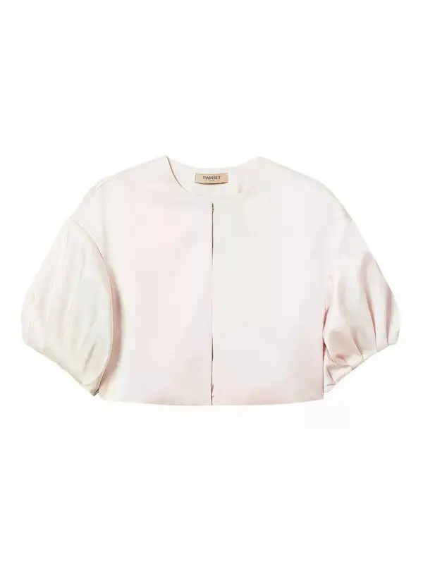 TWINSET Duchess-satin Puff-sleeve Cropped Jacket - Pink