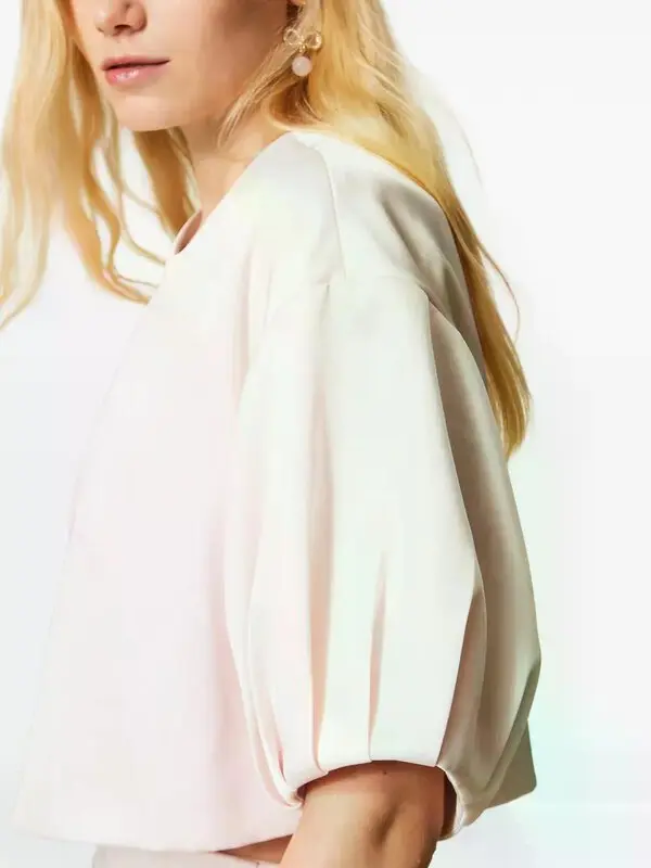 TWINSET Duchess-satin Puff-sleeve Cropped Jacket - Pink