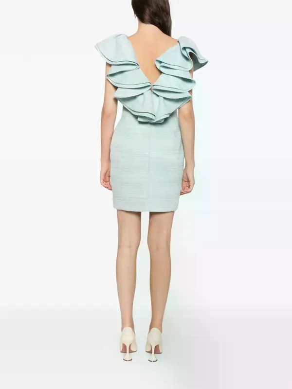 SAIID KOBEISY Ruffled Tweed Short Dress