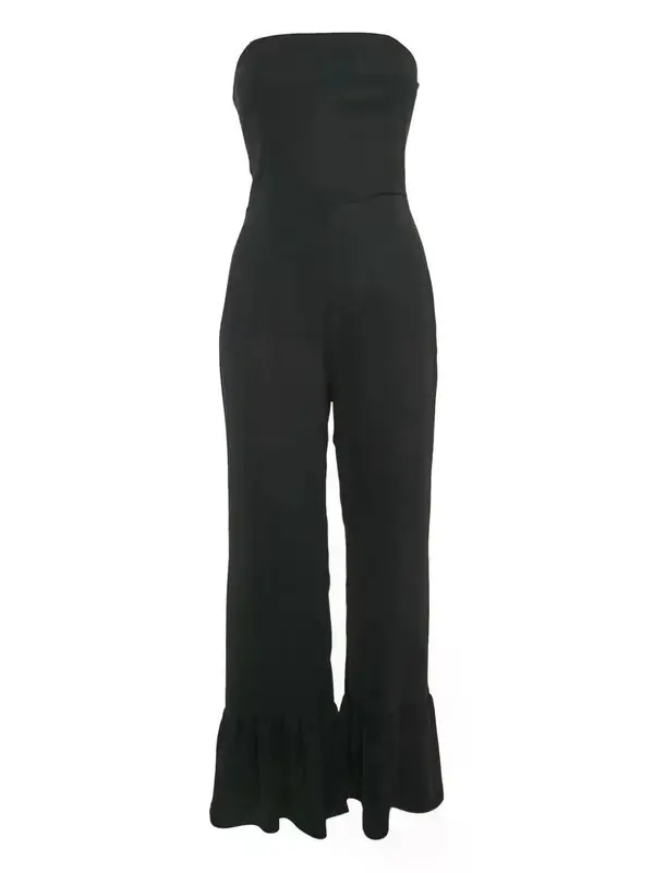 Amanda Uprichard Strapless Flounced Hem Jumpsuit - Black