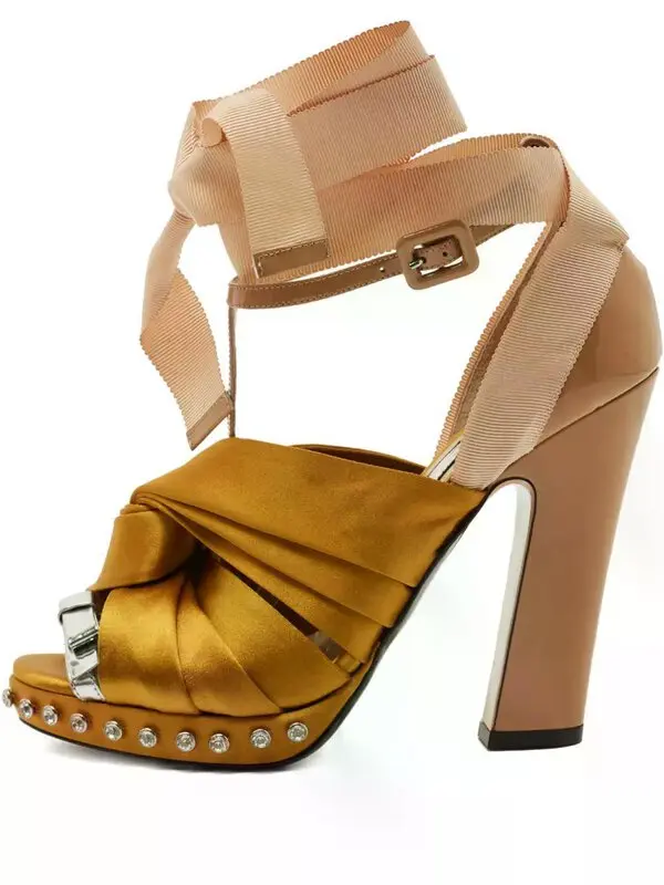 N°21 Peep-toe Block Heel Sandals - Neutrals