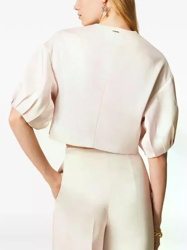 TWINSET Duchess-satin Puff-sleeve Cropped Jacket - Pink