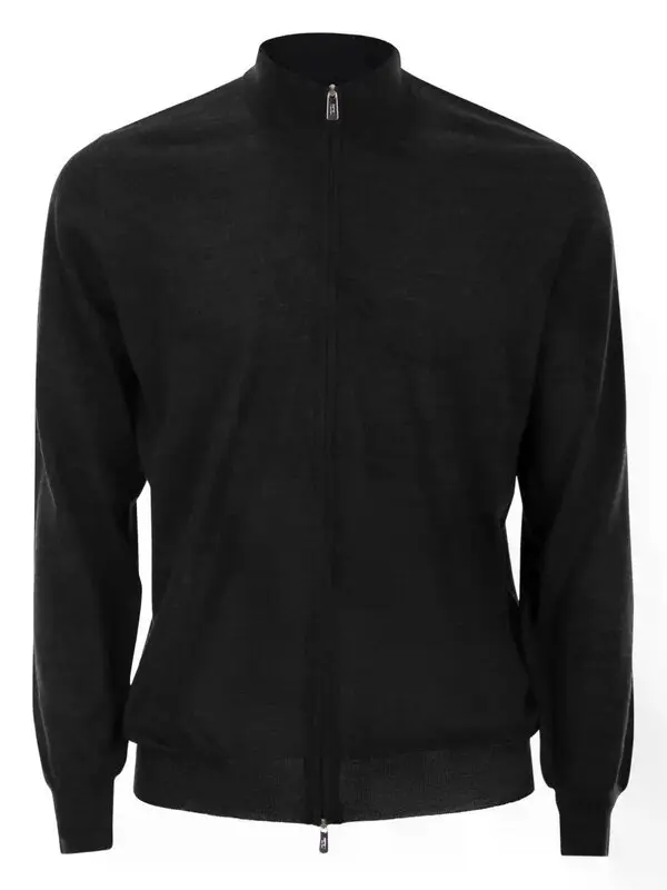 Fedeli Zip-up Wool Cardigan - Grey