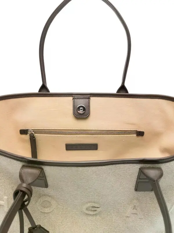 Hogan Embossed-logo Padlock Tote - Neutrals