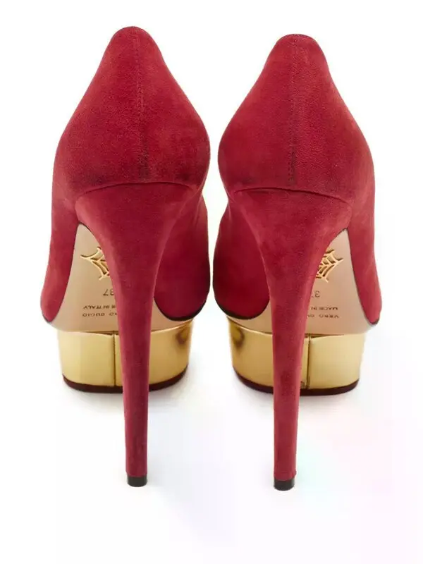 CHARLOTTE OLYMPIA Dolly Platform-heel Suede Pumps - Red