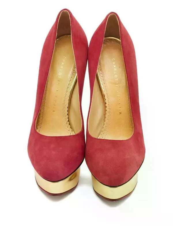 CHARLOTTE OLYMPIA Dolly Platform-heel Suede Pumps - Red