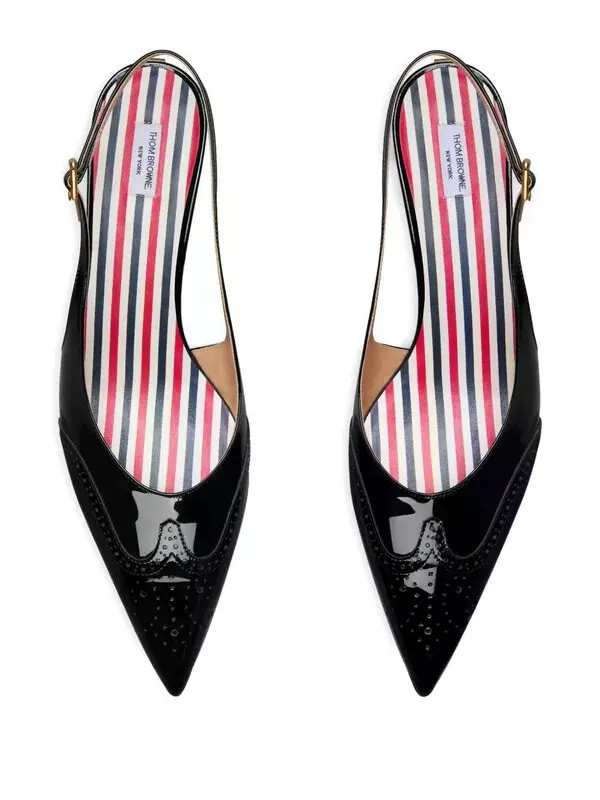 Thom Browne Soft Patent Wingtip Slingback Pumps - Black