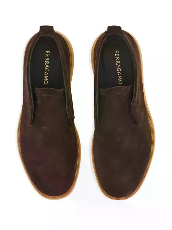 FERRAGAMO Suede Slip-on Desert Boots