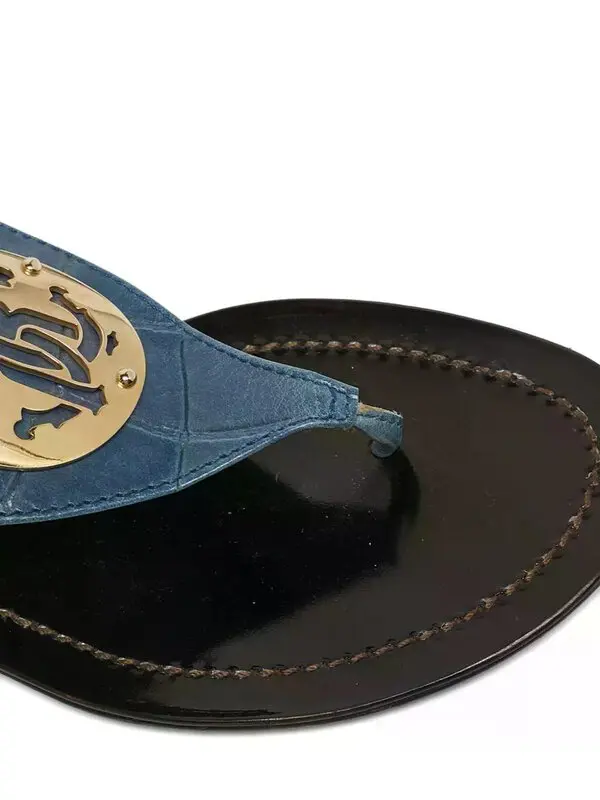 Roberto Cavalli Croc-embossed Logo Sandals