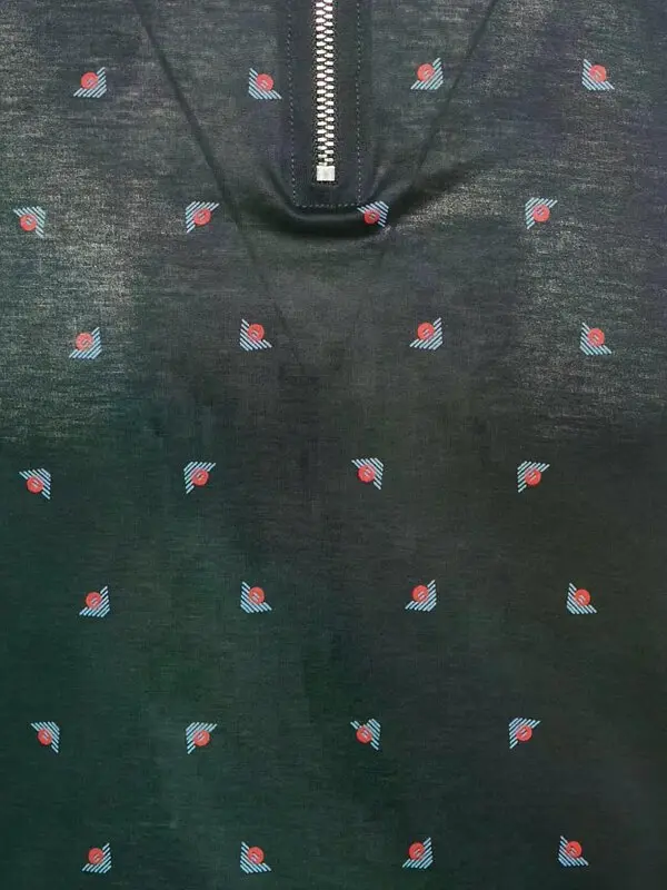 Emporio Armani Zip Pattern Polo Shirt