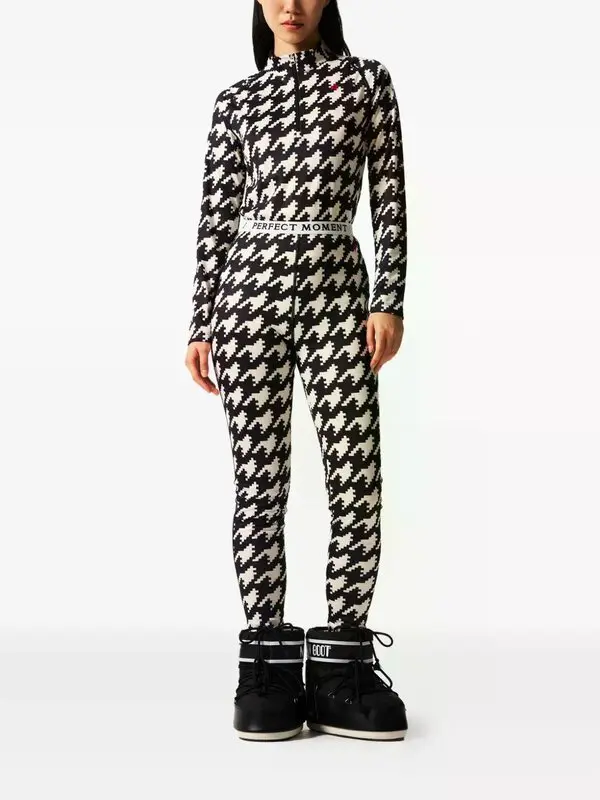 Perfect Moment Houndstooth Base Layer Leggings - Black