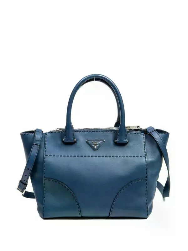 Prada Stitched Twin Tote Bag