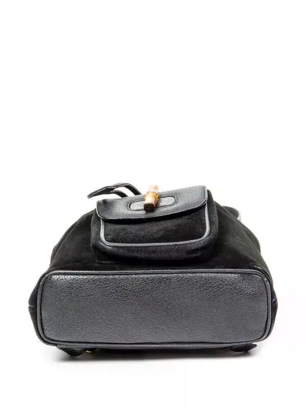 Gucci Suede Bamboo-handle Backpack - Black
