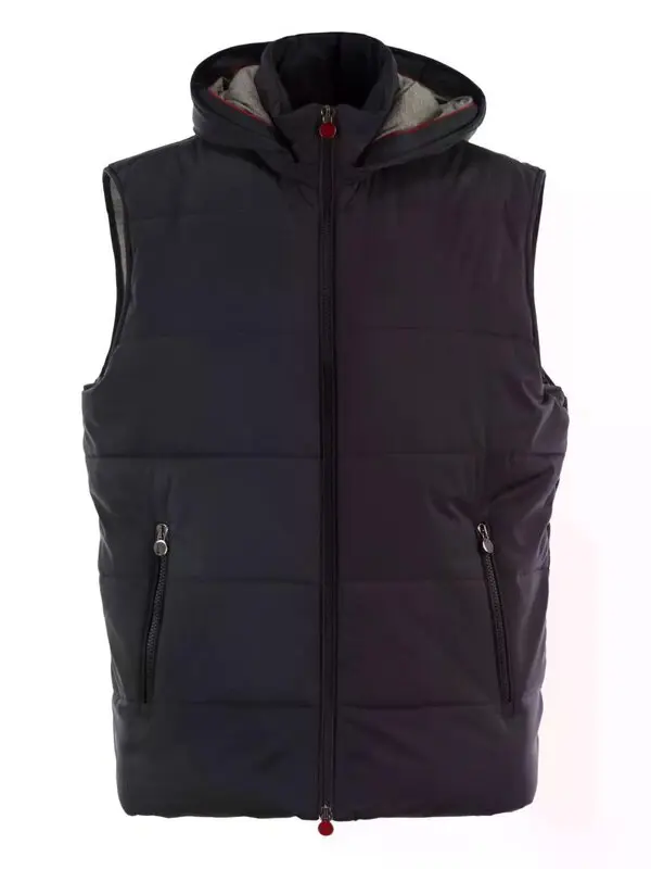 Kiton Hooded Sleeveless Jacket - Blue