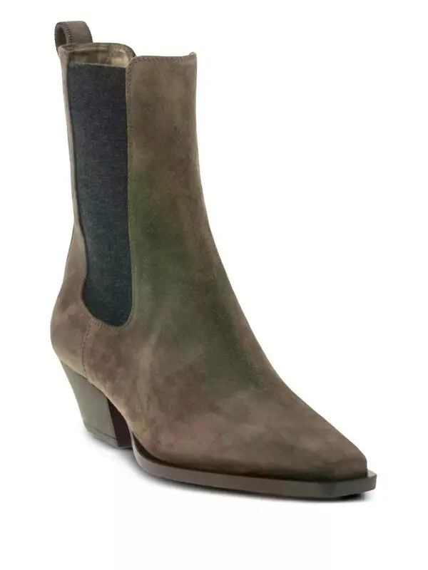 Brunello Cucinelli 45mm Suede Cowboy Boots With Elastic Panels