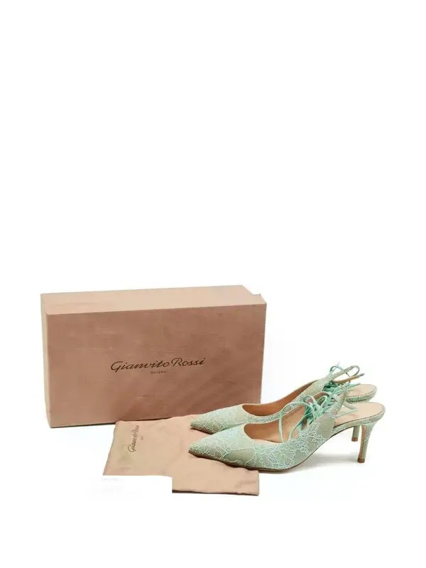GIANVITO ROSSI Irene Lace Ankle-tie Pumps