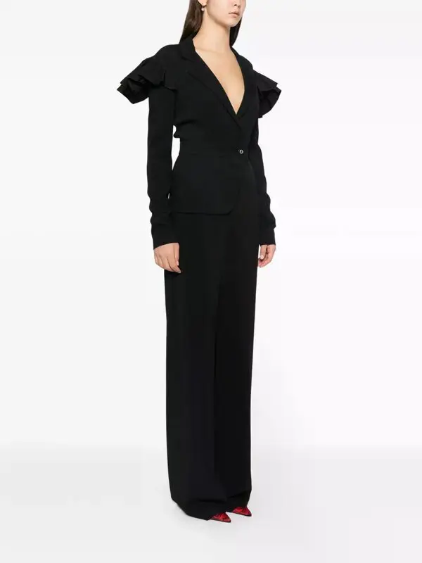SAIID KOBEISY Ruffled Wrap Jumpsuit - Black