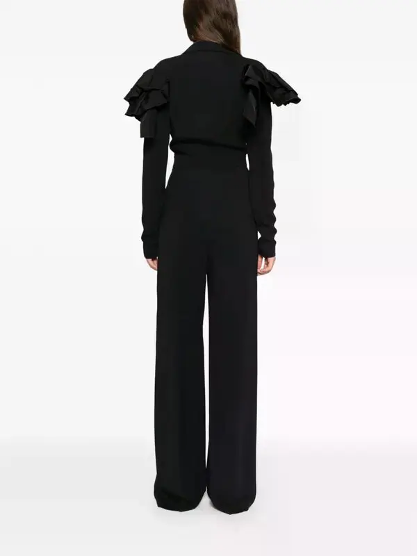 SAIID KOBEISY Ruffled Wrap Jumpsuit - Black