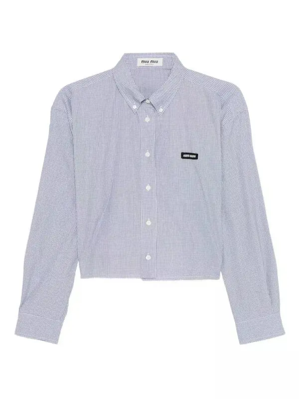 Miu Miu Cropped Checkered Cotton Poplin Shirt