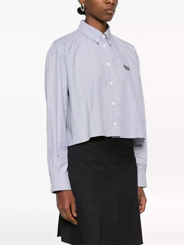 Miu Miu Cropped Checkered Cotton Poplin Shirt