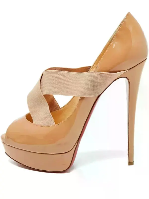 CHRISTIAN LOUBOUTIN Elasticated-straps Platform Pumps - Neutrals