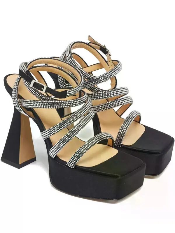 Mach & Mach Sydney Embellished Platform Sandals - Black