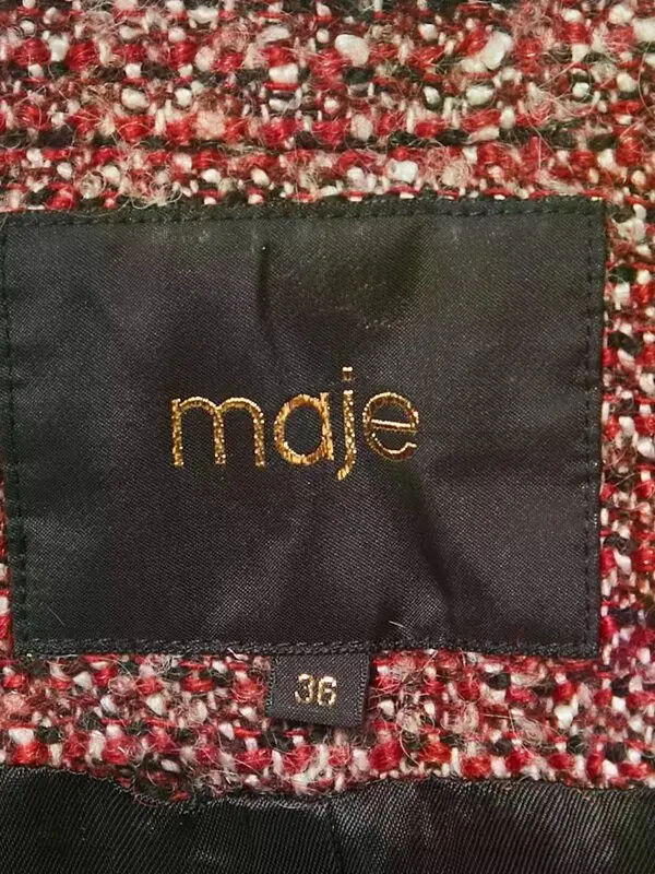 Maje Tweed Leather-trimmed Coat
