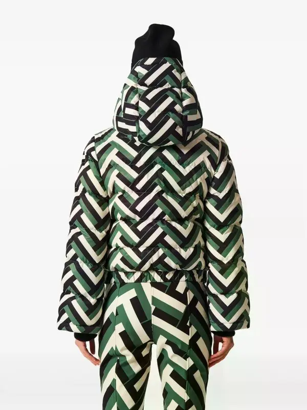 Perfect Moment Polar Flare Chevron Hooded Jacket - Green