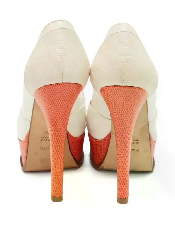 Fendi Lizard-embossed Peep-toe Pumps