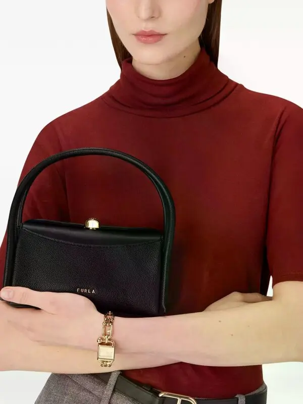 Furla Mini Nicole Calf Leather Tote Bag - Black