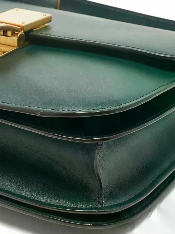 Celine Classic Box Leather Shoulder Bag - Green