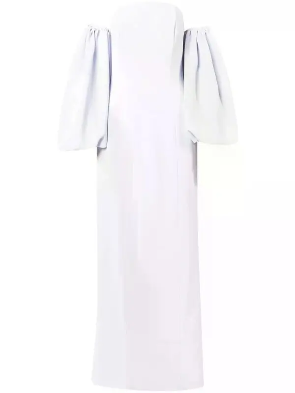 BAZZA ALZOUMAN Off-shoulder Gown With Puff Sleeves - Blue