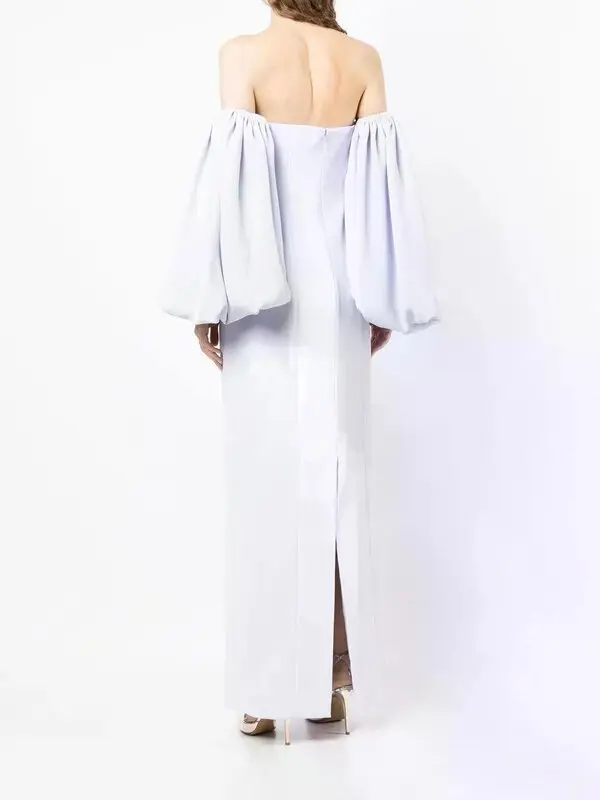 BAZZA ALZOUMAN Off-shoulder Gown With Puff Sleeves