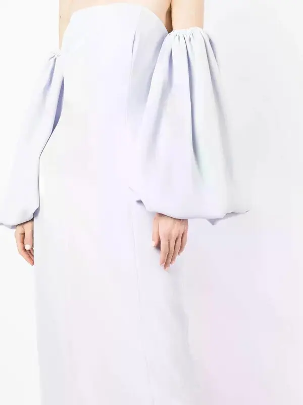 BAZZA ALZOUMAN Off-shoulder Gown With Puff Sleeves