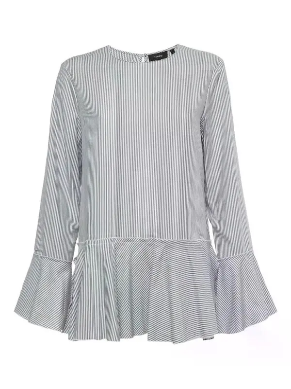 Theory Striped Long-sleeve Peplum Top