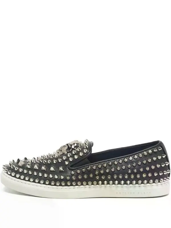 Philipp Plein Skull Studded Leather Slip-on Trainers