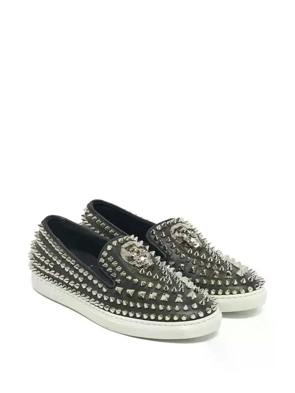 Philipp Plein Skull Studded Leather Slip-on Trainers