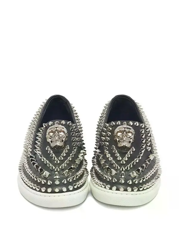 Philipp Plein Skull Studded Leather Slip-on Trainers