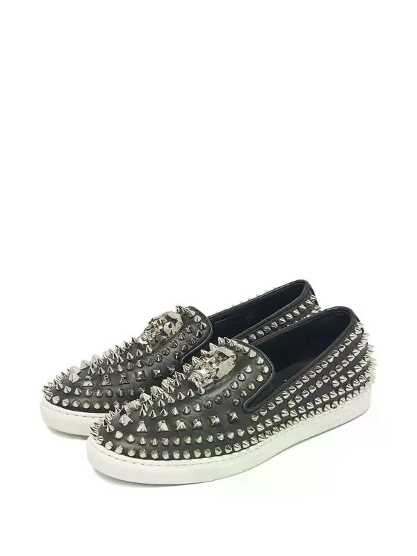 Philipp Plein Skull Studded Leather Slip-on Trainers