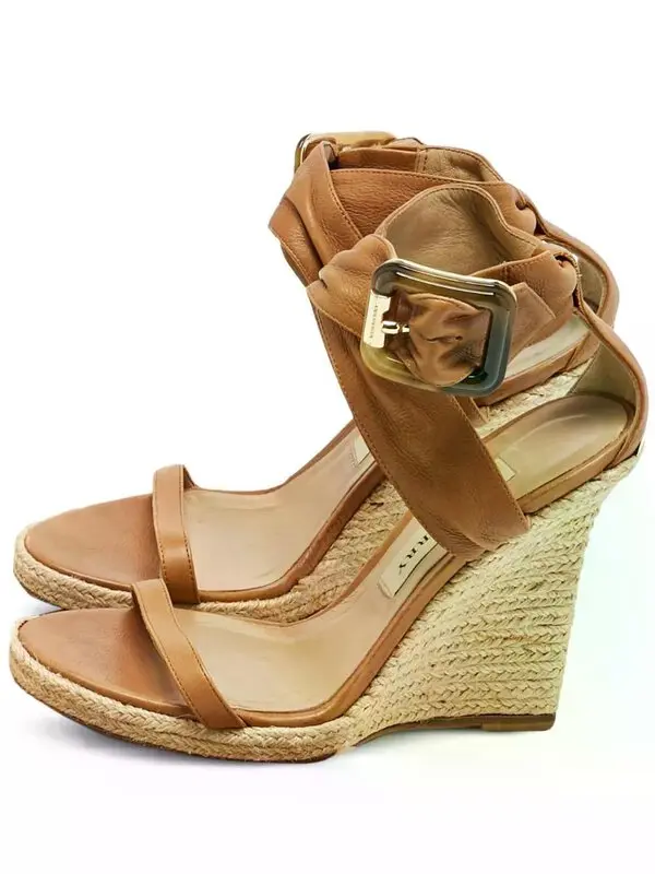 Burberry Catsbrook Leather Wedge Espadrilles