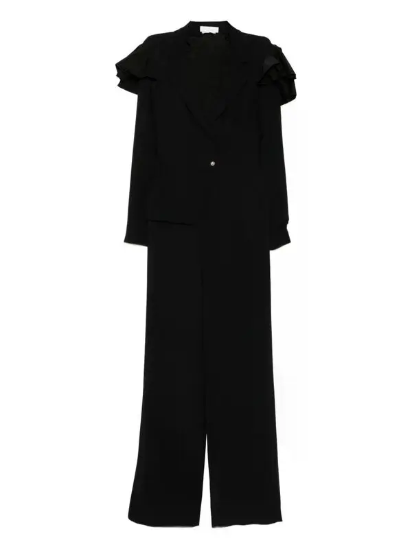 SAIID KOBEISY Ruffled Wrap Jumpsuit - Black