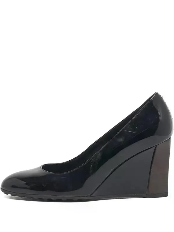 TOD'S Patent-leather Wedge Pumps - Black
