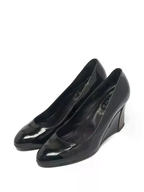 TOD'S Patent-leather Wedge Pumps - Black