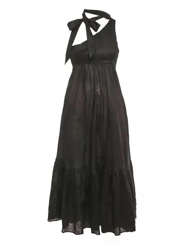 Zimmermann Empire Tie Linen Dress - Black | Editorialist