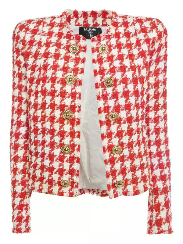 Balmain Houndstooth Tweed-effect Jacket