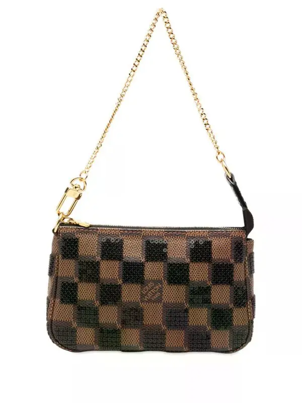 LOUIS VUITTON 2013 Damier Ebene Sequins Mini Pochette Accessoires Handbag - Brown
