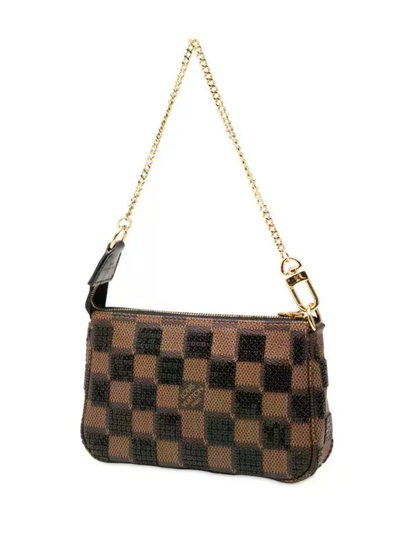 LOUIS VUITTON 2013 Damier Ebene Sequins Mini Pochette Accessoires Handbag - Brown