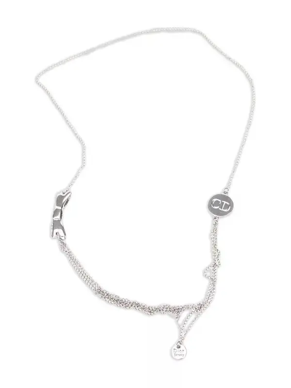Dior Bow-detail Chain Necklace - Silver