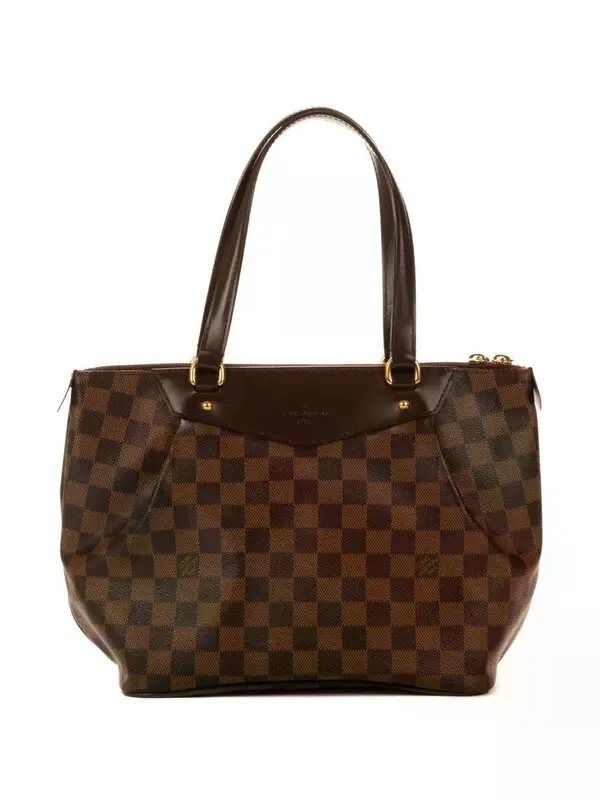 LOUIS VUITTON 2000s Damier Azur Top Handle Bag - Brown