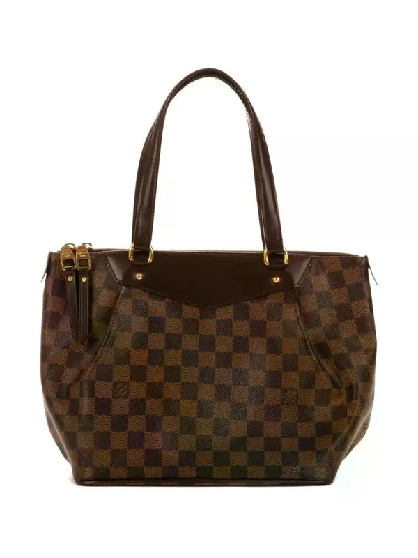 LOUIS VUITTON 2000s Damier Azur Top Handle Bag - Brown